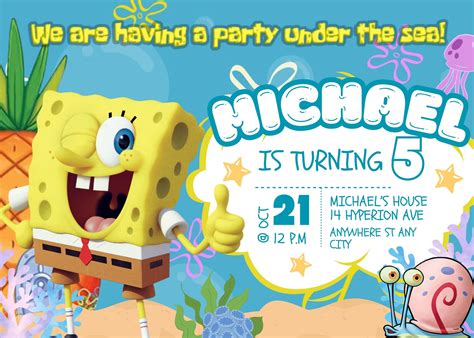 Spongebob Squarepants Birthday Invitations