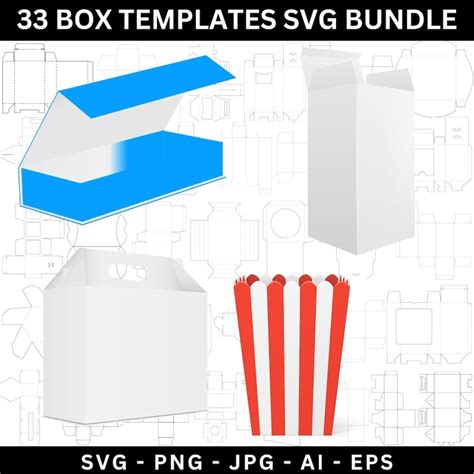 Box Template Svg Bundlediy Paper Craft T Boxes Favor T Cutting