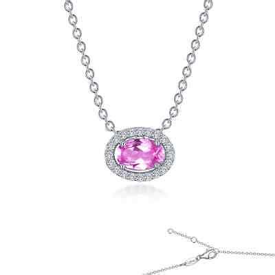 Brand New Lafonn 925 Platinum Plated Lab Grown Sapphire Halo Necklace