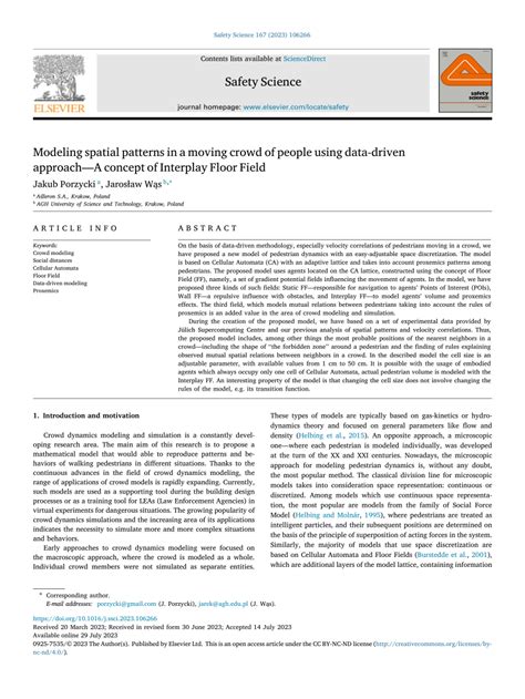 pdf modeling spatial patterns in a moving crowd of people using data