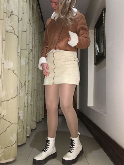 Winter Beige Outfit Skirt With Stockings Outfit Outfits Stockings