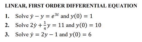 Solved Linear First Order Differential Equation 1 Solve