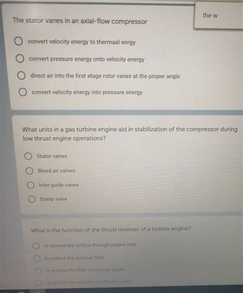 Solved the w The stator vanes in an axial flow compressor о Chegg com