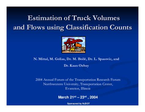 Pdf Estimation Of Truck Volumes And Flows Using Classification Counts