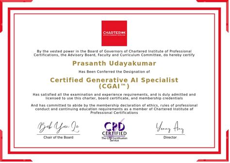 Earned Cgai Certification For Generative Ai Prasanth Udayakumar Mba Posted On The Topic