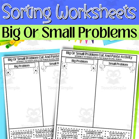 big or small problems cut and paste worksheets for size of the problem