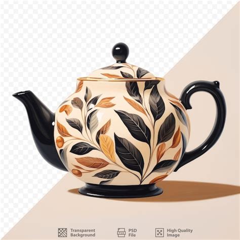 Tetera Con Tapa Y Hojas De Té Negro Archivo Psd Premium