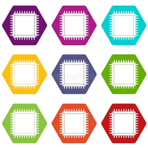 Computer Microchip Icon Outline Stock Vector Illustration Of