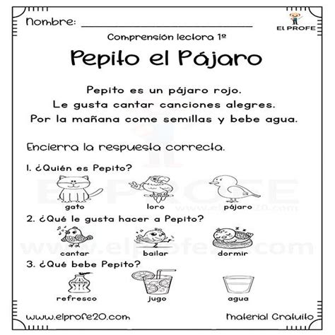 Cuadernillo De Comprension Lectora 1 Grado Centigrado