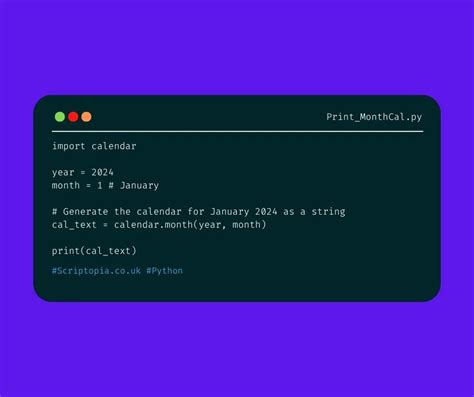 Python Calendar Generate Calendar For Specified Month Find Out More