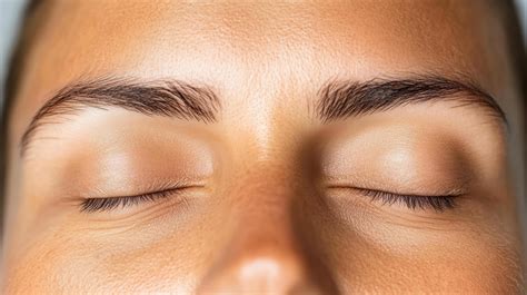 A Woman With Her Eyes Closed And Her Eyebrows Raised 71474275 Stock
