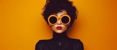 Premium Photo A Model Wears A Black And Orange Outfit With Orange Glasses