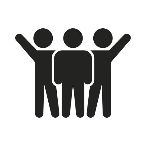Three People Standing Together With Arms Raised In Celebration Teamwork