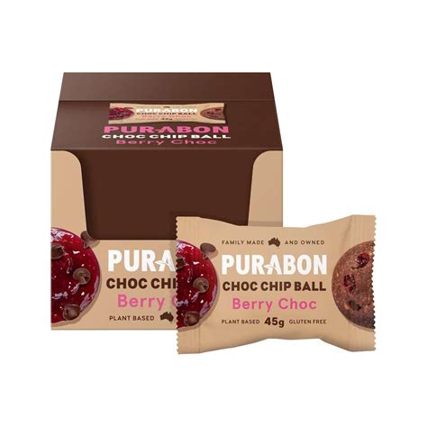Purabon Choc Chip Balls Berry Choc Chip 45g X 12 Display The Healthy