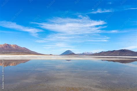 Reflection Pool On Salt Flats And Distant Views Of El Misti And