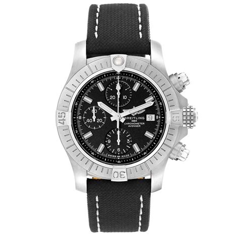 Breitling Avenger Chronograph 43 Black Dial Steel Mens Watch A13385 Box