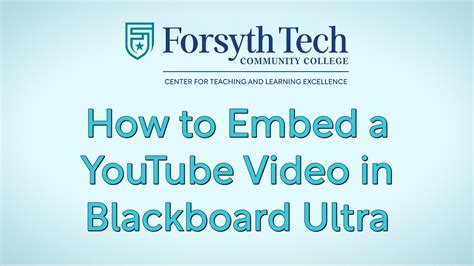 How To Embed A Youtube Video In Blackboard Ultra Youtube