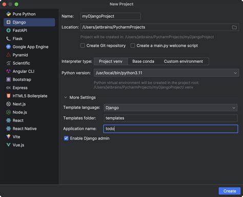 Create A Django Project PyCharm Documentation