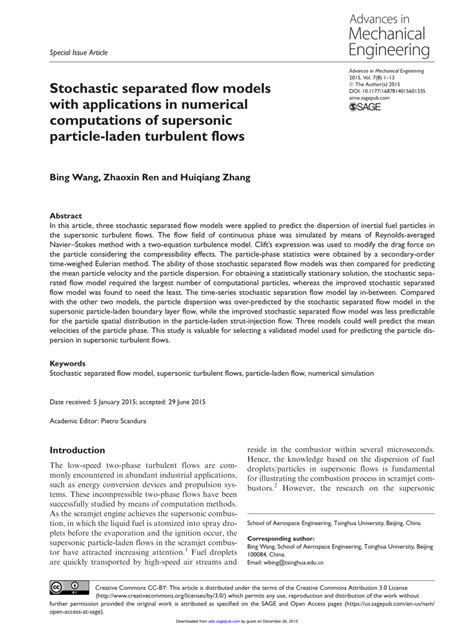 Pdf Stochastic Separated Flow Models With Applications In Numerical