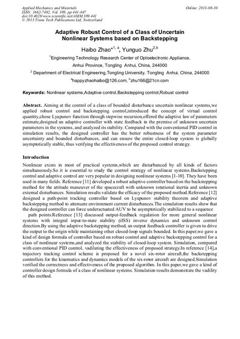 Adaptive Robust Control Of A Class Of Uncertain Nonlinear Systems Based On Backstepping