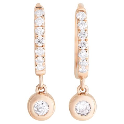 Lb Exclusive 14k Rose Gold 015 Carat Diamond Drop Earrings For Sale At
