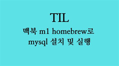 MYSQL 맥북 m1 homebrew로 mysql 설치 및 실행 방법