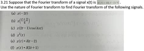 Solved 3 21 ﻿suppose That The Fourier Transform Of A Signal