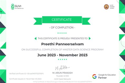 Preethi Panneerselvam On Linkedin Guvi Guvigeek Iitm Datascience Datasciencejobs