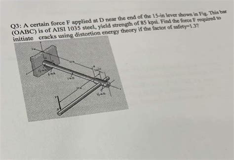 q3 a certain force f ﻿applied at d ﻿near the end of