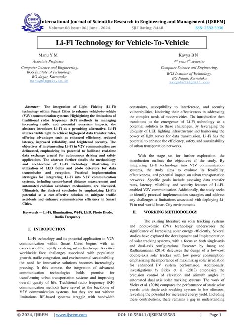 Pdf Li Fi Technology For Vehicle To Vehicle Communication