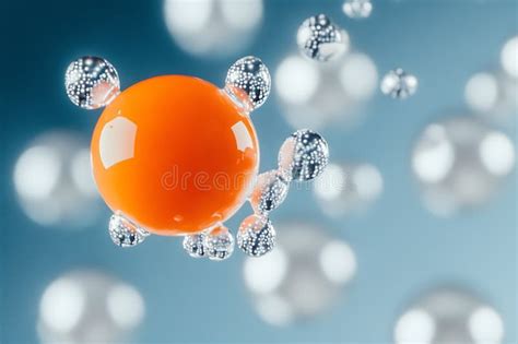 Abstract Orange Sphere With Silver Globules 3d Rendering Science