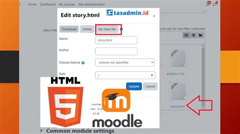 cara upload media pembelajaran file html5 di lms moodle