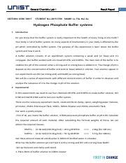 Result Report Buffer System General Chemistry Lab II SECTION CHM Result Report STUDENT