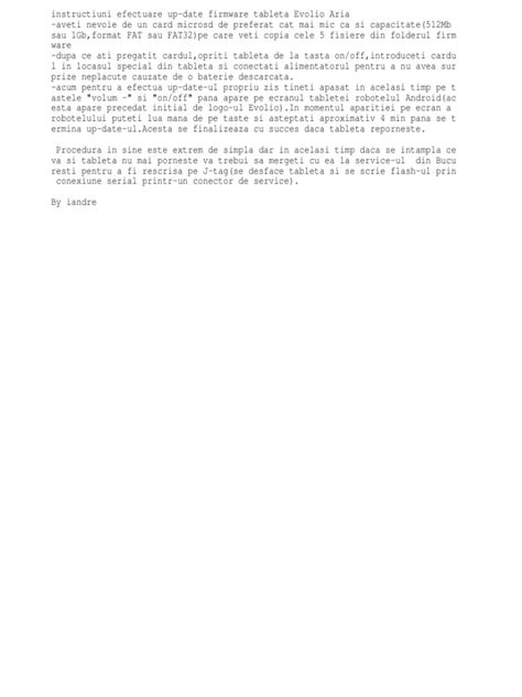 Instructiuni Update Tableta Evolio Aria Pdf