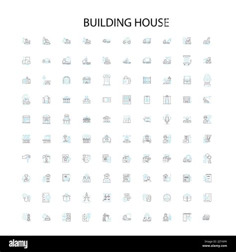 Building House Icons Signs Outline Symbols Concept Linear Illustration Line Collection Stock