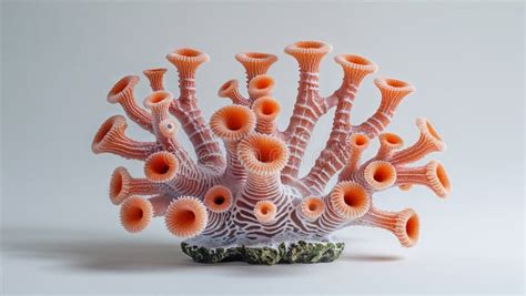Photorealistic Fire Coral Structure With Polyp Mouths Visible Isolated