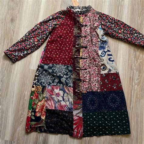 Luan Zai Jackets And Coats Luan Zai Jiang Nan Floral Patchwork Red Jacket Coat Poshmark