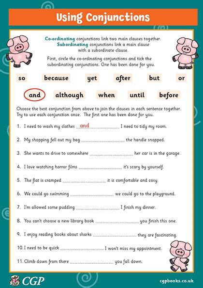 Using Conjunctions — Linking Clauses Year 3 Cgp Plus Worksheets Library