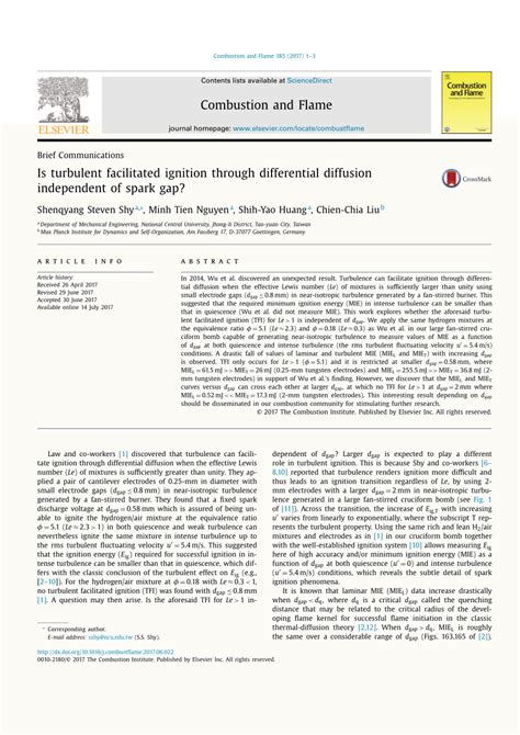 Pdf Is Turbulent Facilitated Ignition Through Differential Diffusion Independent Of Spark Gap