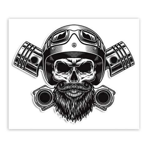 1 X Vinyl Sticker Biker Skull Motorcycle Man Decals For Bumper Car