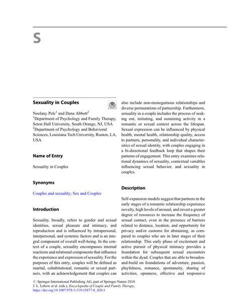 Pdf Sexuality In Couples