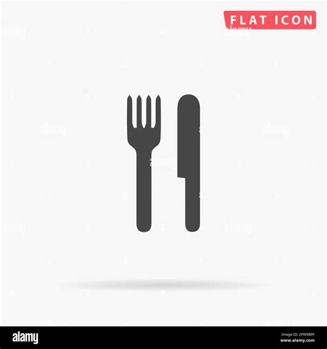 Simple Fork And Knife Simple Flat Black Symbol With Shadow On White Background Vector