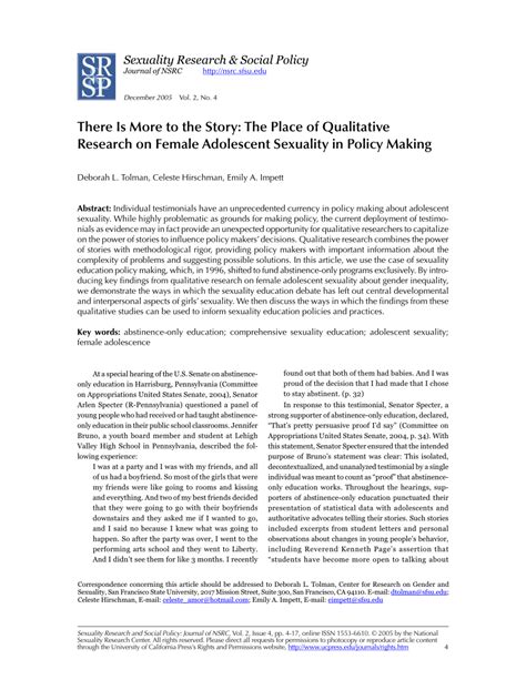 PDF There Is More To The Story The Place Of Qualitative Research On Female Adolescent