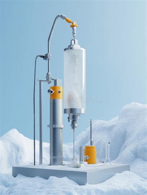 Glacier Core Sample Extraction Station Scientific Equipment Extracts Core Samples From Glacial