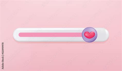 3d Love Bar Scale With Heart Button Isolated Scale Rating With Love Concept 3d Vector Web Icon
