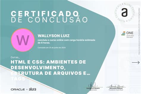 Wallyson Luiz No Linkedin Html Css Aprendinaalura