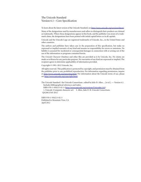The Unicode Standard Version 6 1 Unicode Consortium