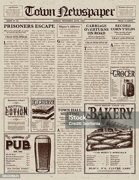 Vintage Victorian Style Newspaper Design Template Stock Illustration