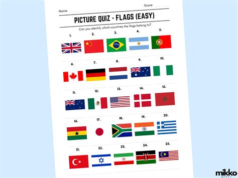 Printable Flags Picture Quiz With Answers Picture Round Quiz Sheets