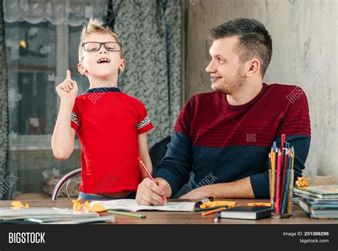 Father Helps His Son Image And Photo Free Trial Bigstock